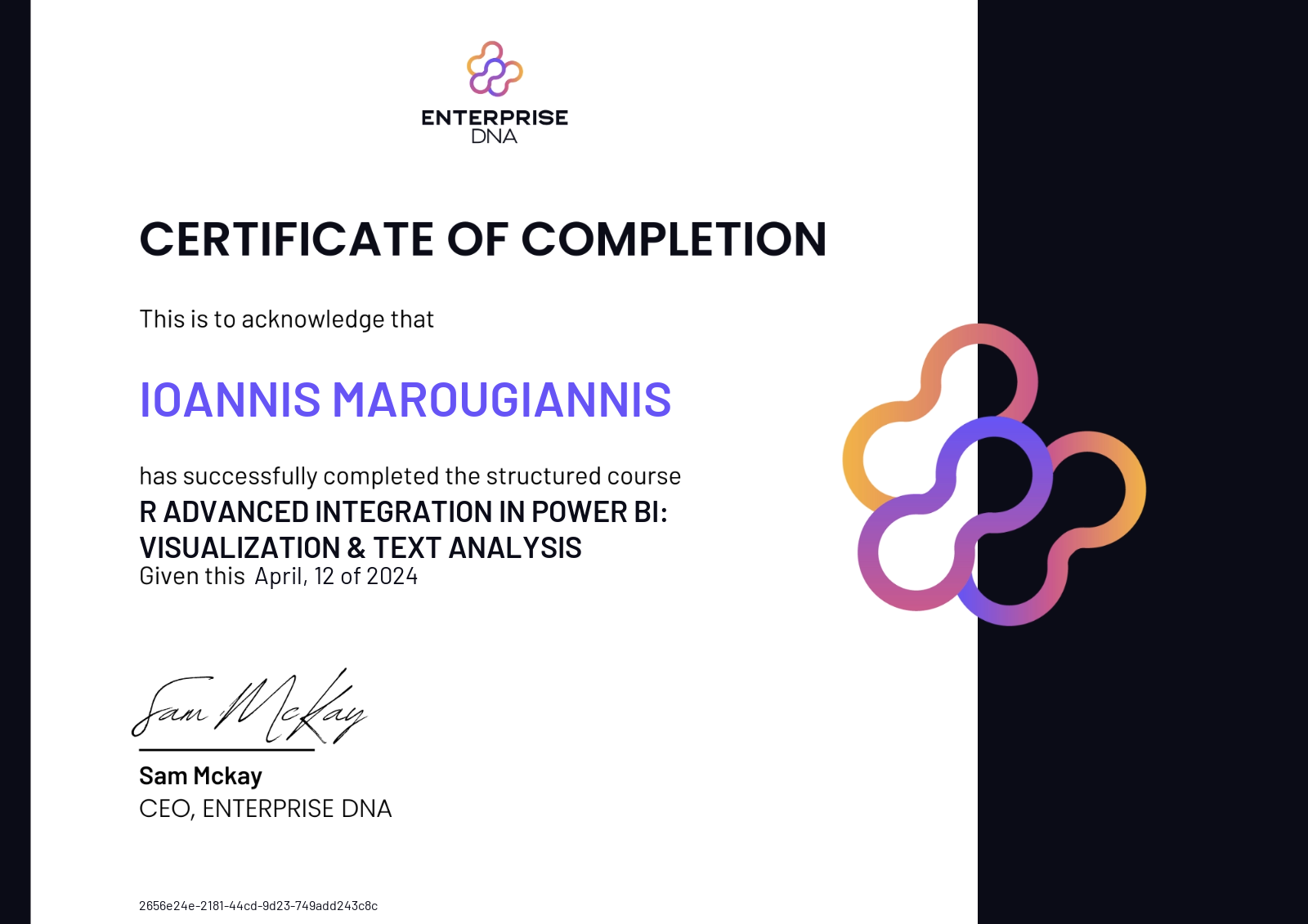 Enterprise DNA Certification | Ioannis Marougiannis