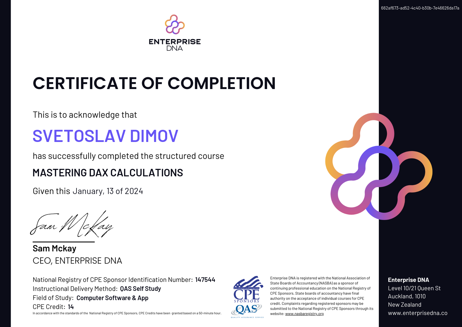 Enterprise DNA Certification | Svetoslav Dimov