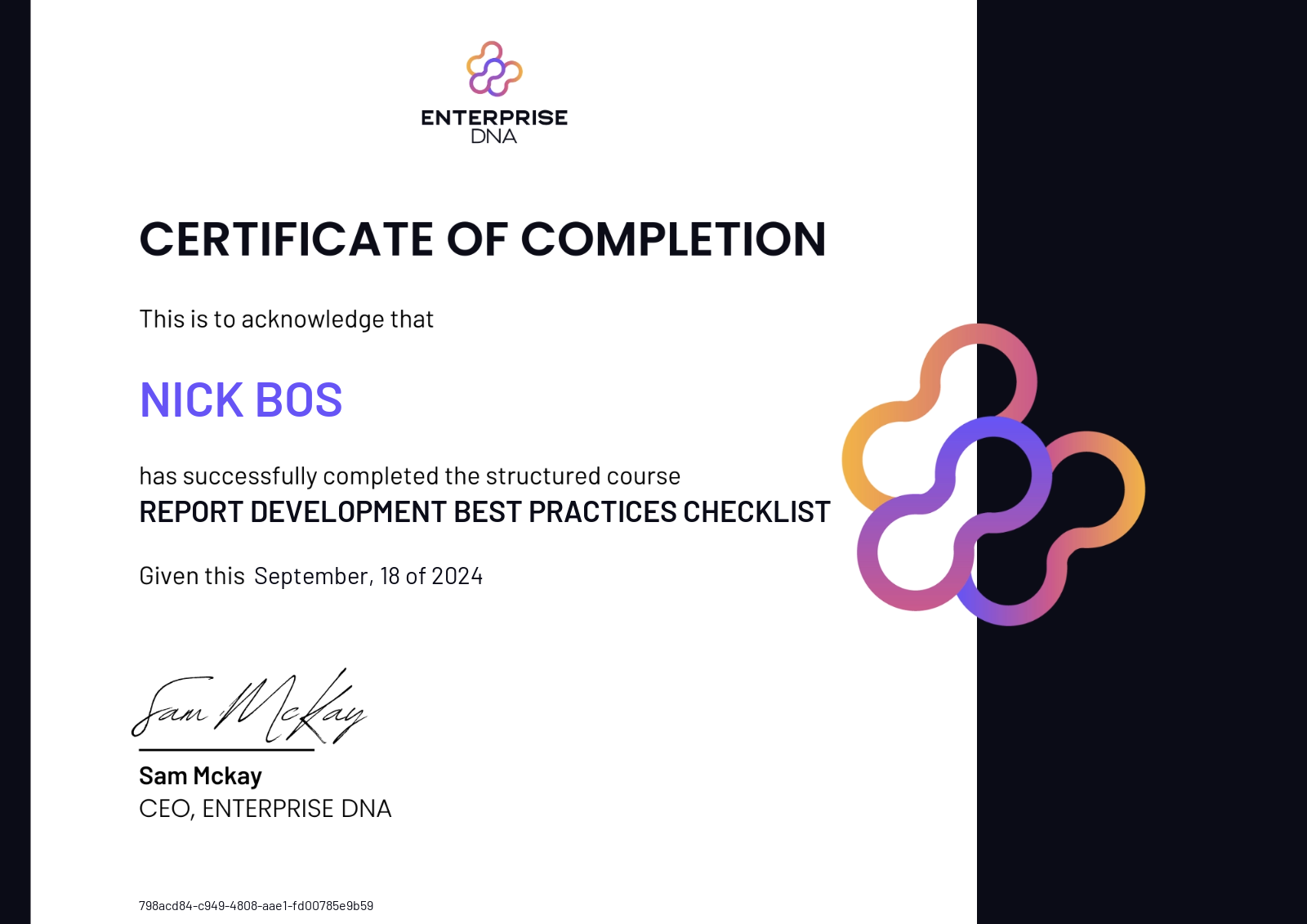 Enterprise DNA Certification | Nick Bos