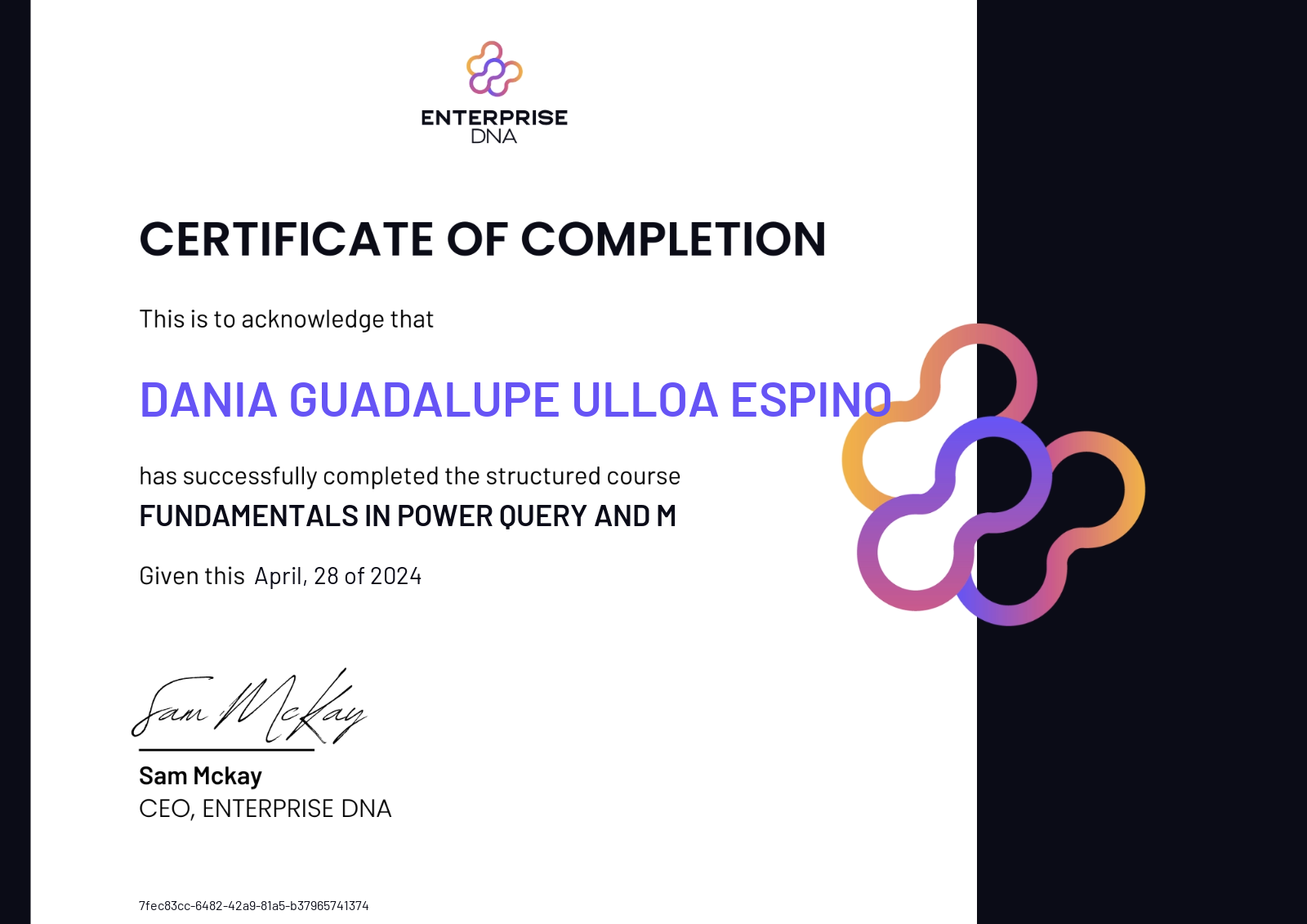Enterprise DNA Certification | DANIA GUADALUPE ULLOA ESPINO