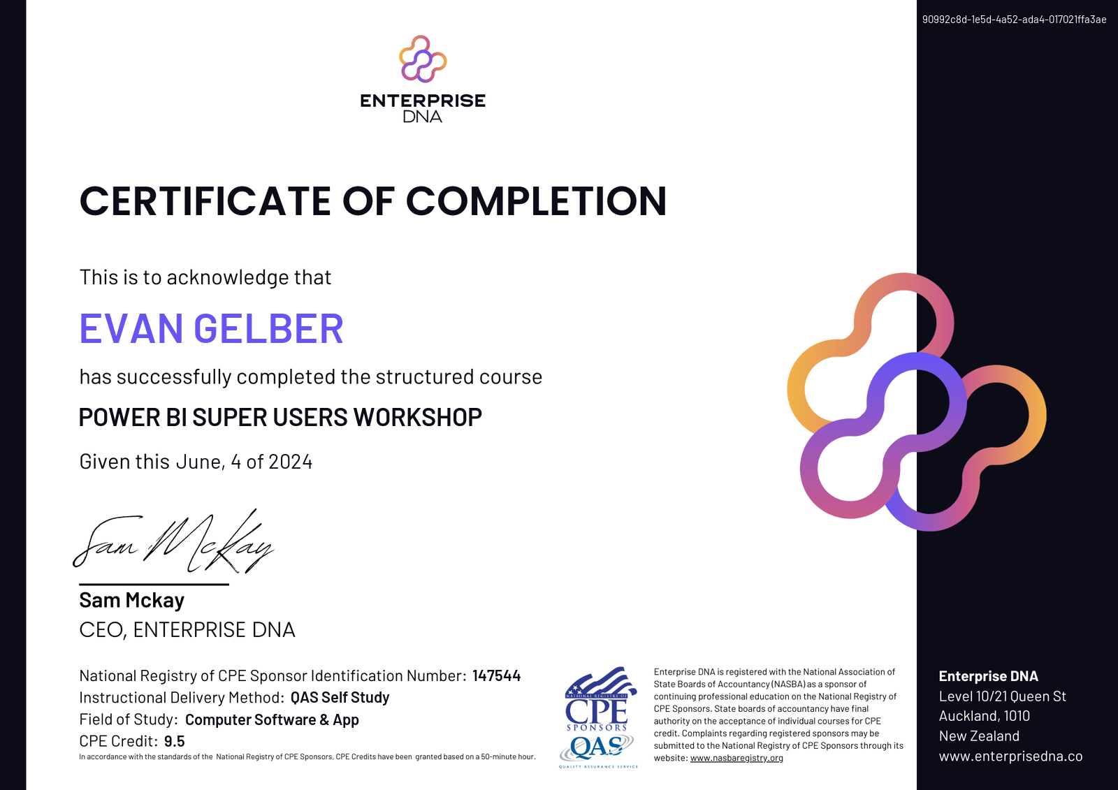 Enterprise DNA Certification | Evan Gelber