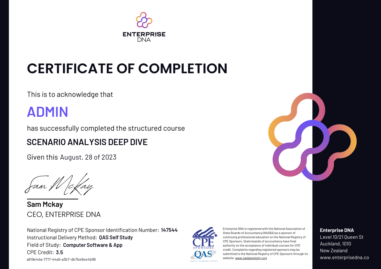 Enterprise DNA Certification