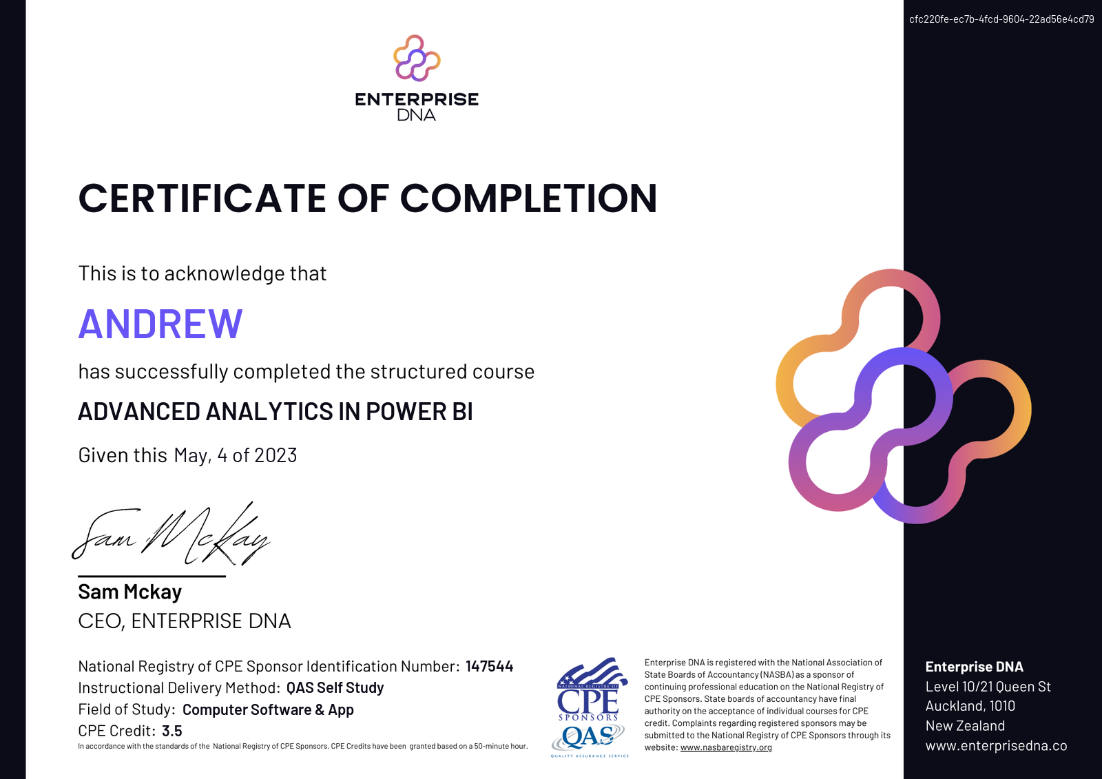 Enterprise DNA Certification | andrew99