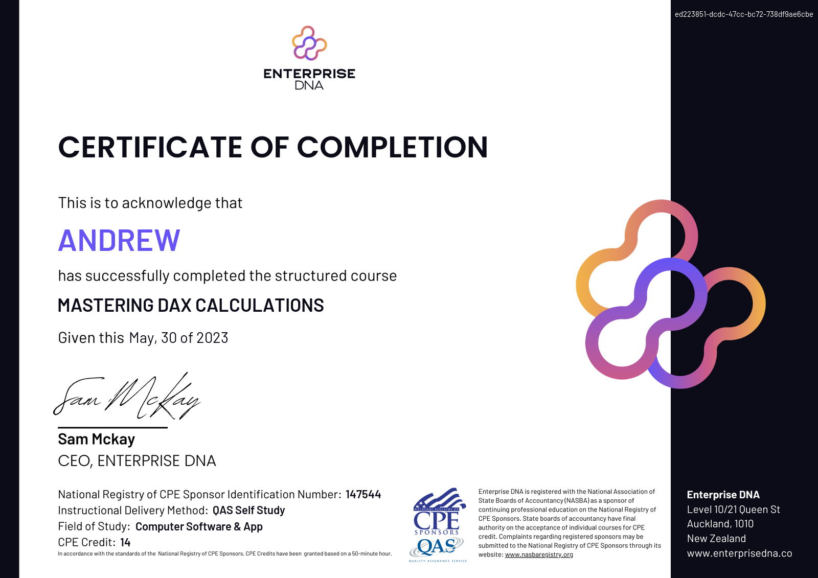 Enterprise DNA Certification | andrew99