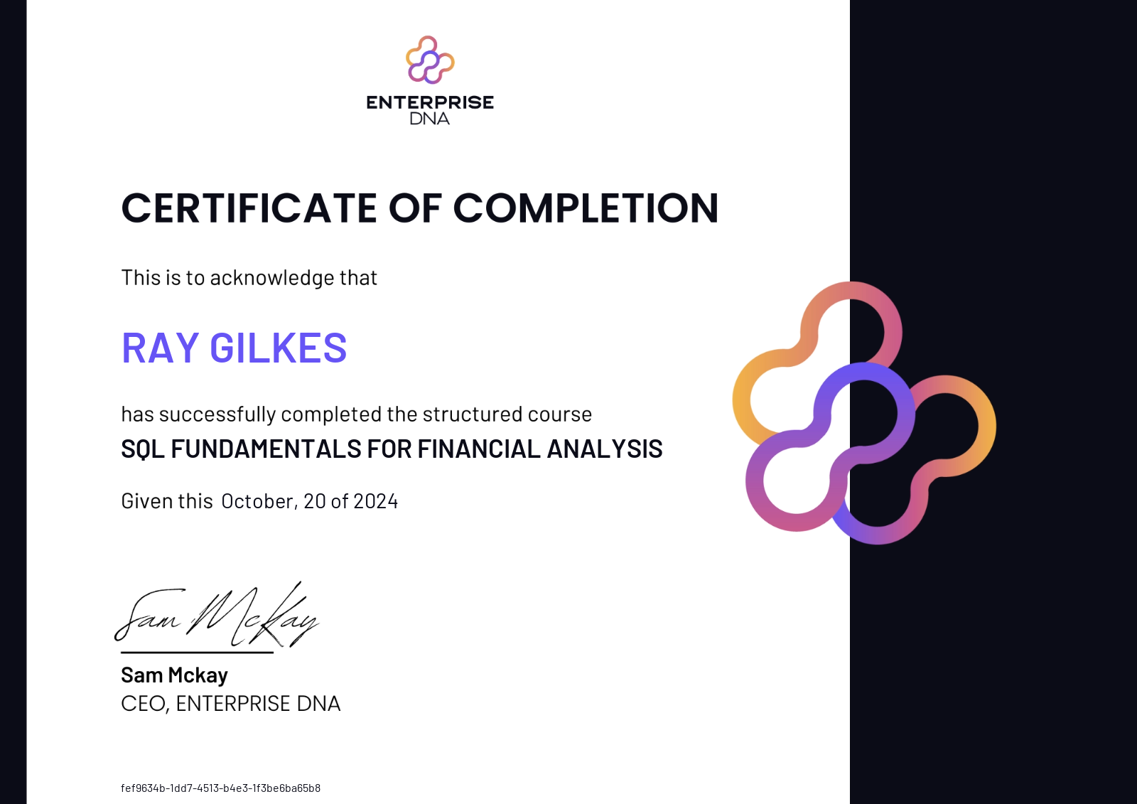 Enterprise DNA Certification | Ray Gilkes